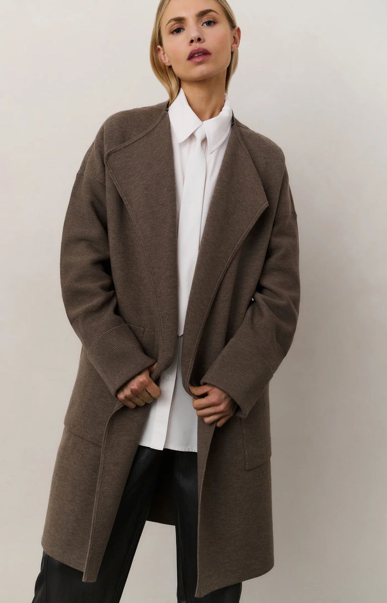 Long Coatigan - Brown Melange – Maggie Grace Boutique - Winnipeg