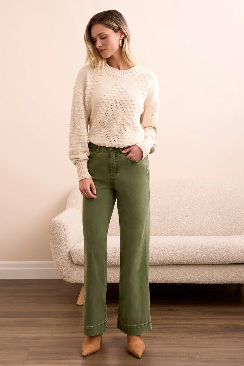 Comfort Stretch Wide Leg Pant - Chive – Maggie Grace Boutique - Winnipeg